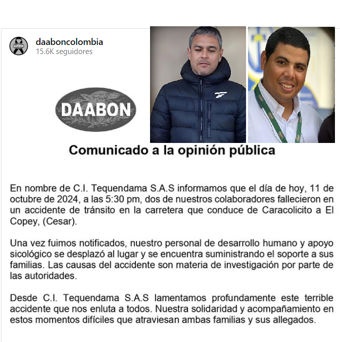 Fallecen dos empleados de DAABON en trágico accidente – Deracamandaca
